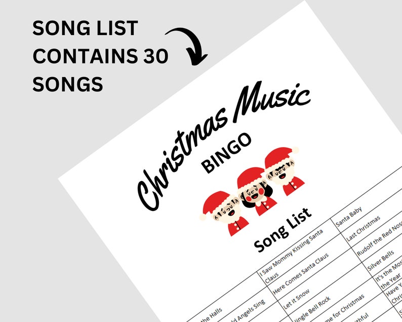 Christmas Music Bingo Printable, Work Holiday Bingo, Christmas Song ...