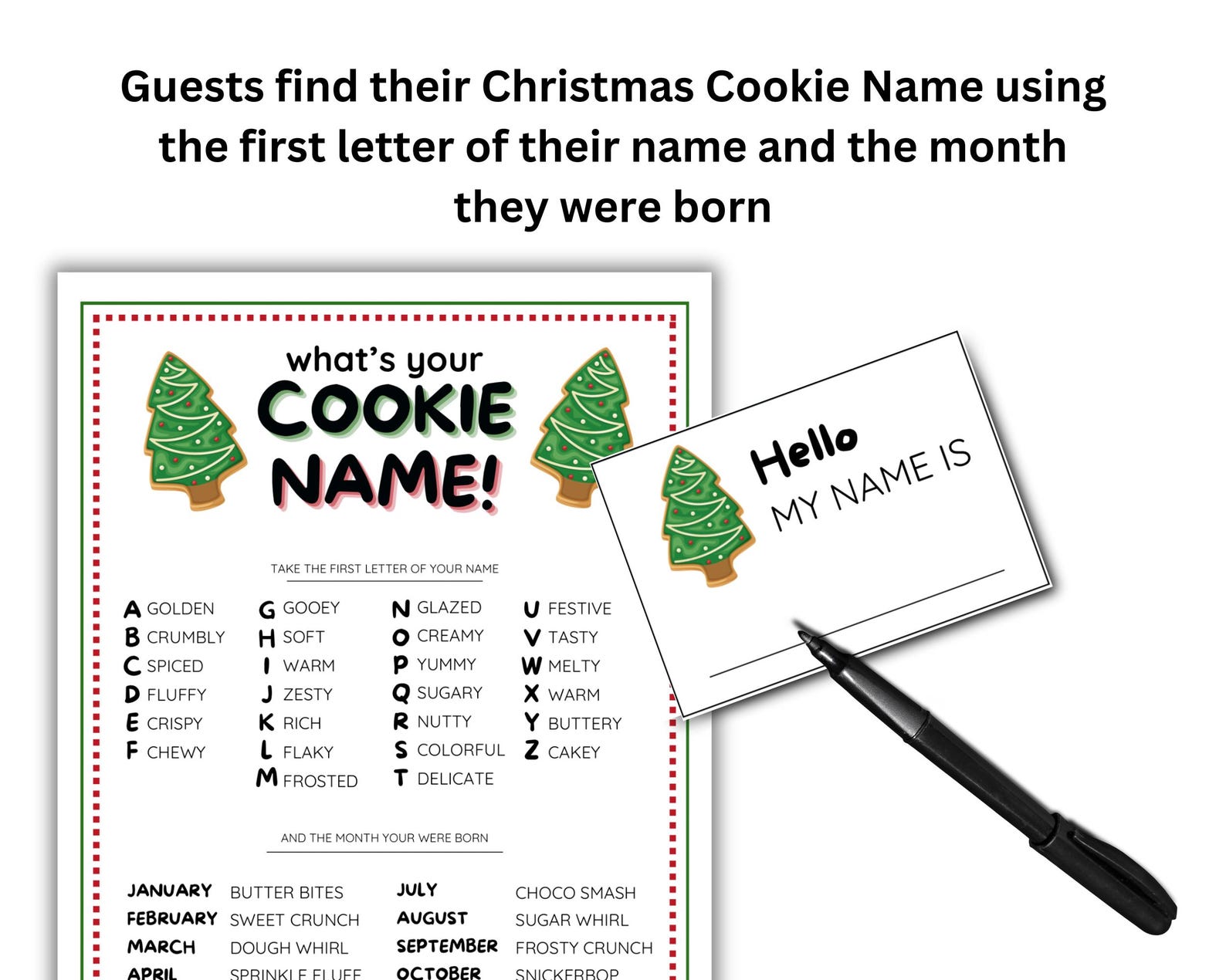 Christmas Cookie Name Game, Printable What's Your Christmas Cookie Name ...