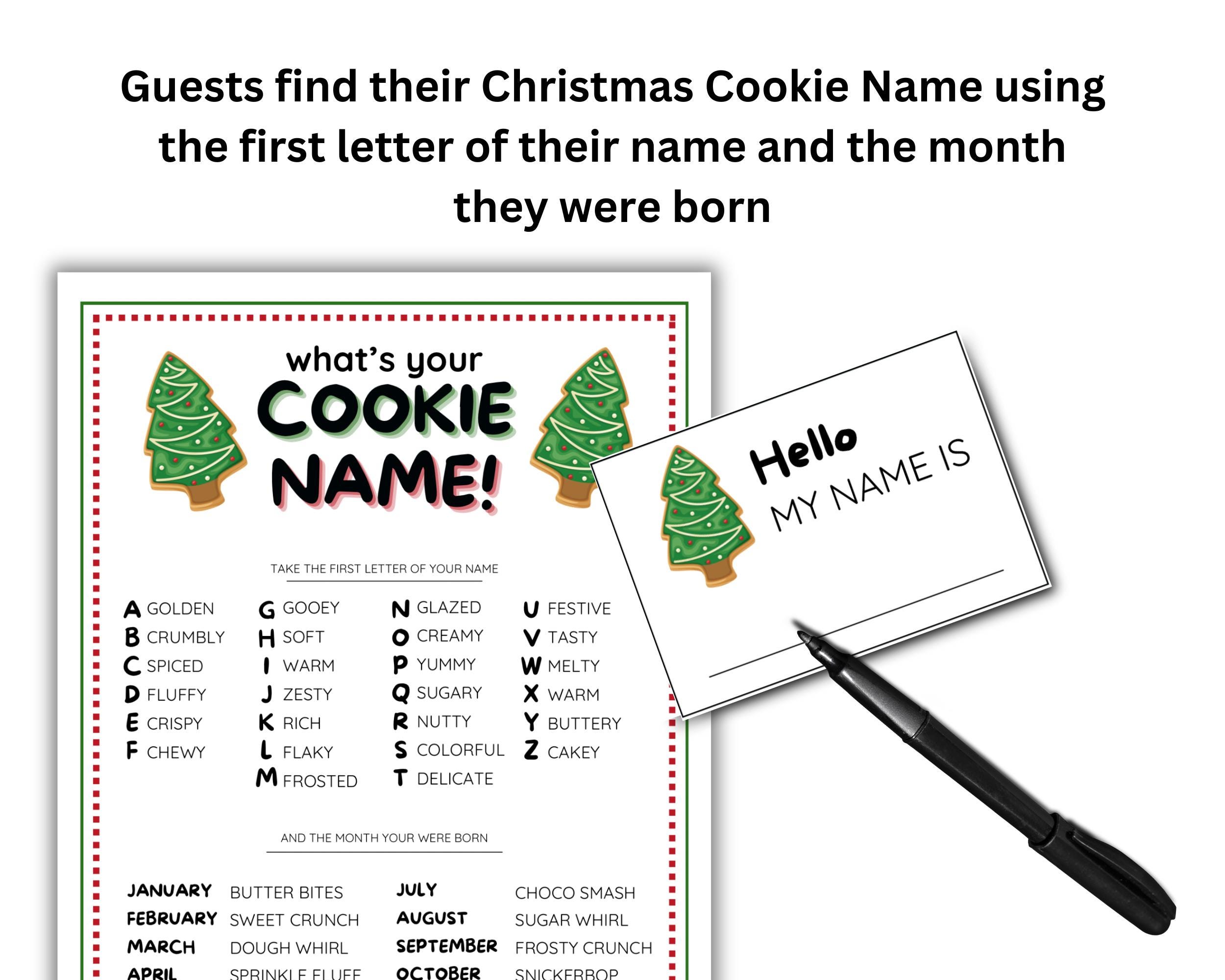 Christmas Cookie Name Game, Printable What's Your Christmas Cookie Name ...