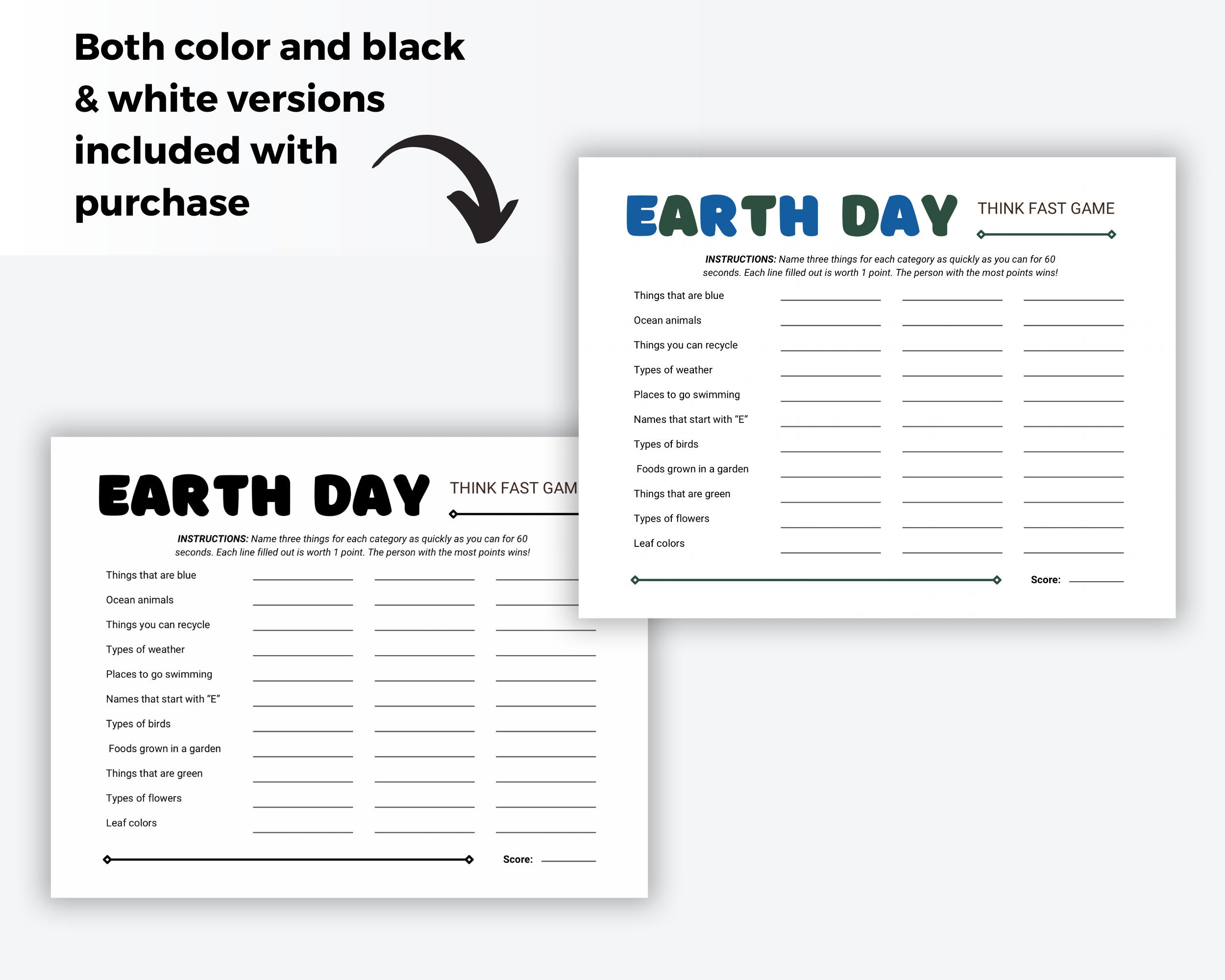 Earth Day Think Fast Game, Earth Day Activity for Classrooms ...
