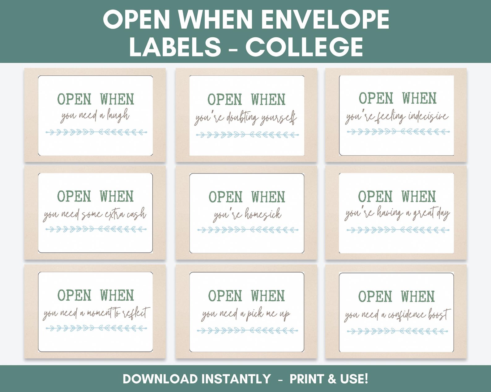 Open When Envelope Labels College, DIY College Grad Gift, High School ...