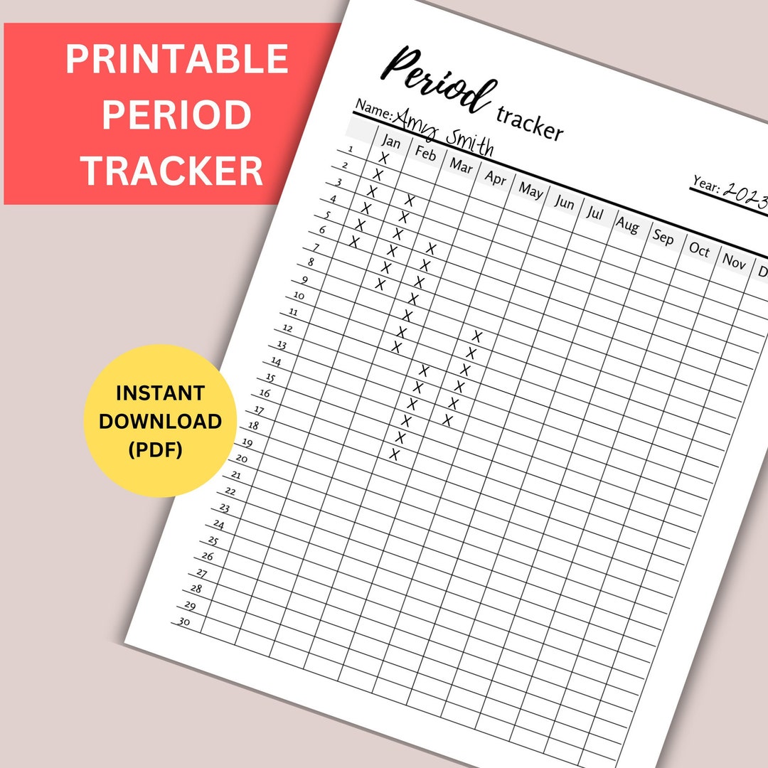 Period Tracker Printable, Yearly Period Journal, Instant Download Black ...
