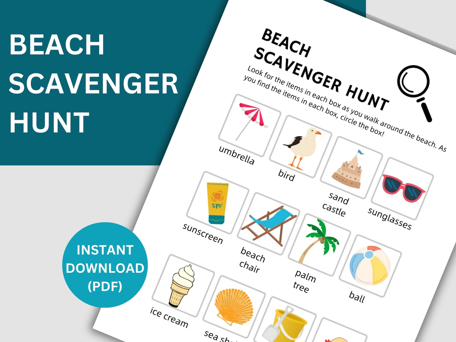 Beach Scavenger Hunt, Printable Beach Activity for Kids, Vacation ...