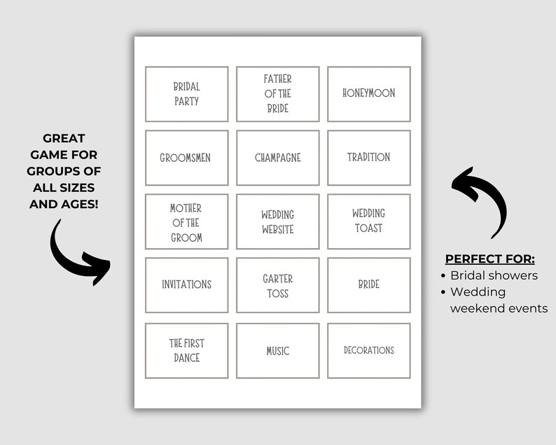 Wedding Charades, Bridal Shower Charades or Pictionary Game, Printable ...