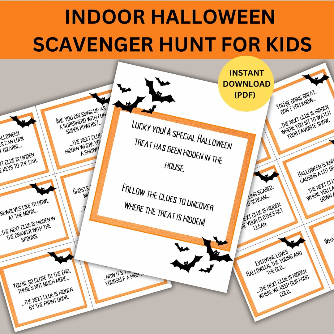 Halloween Scavenger Hunt for Kids, Indoor Treasure Hunt, Halloween ...