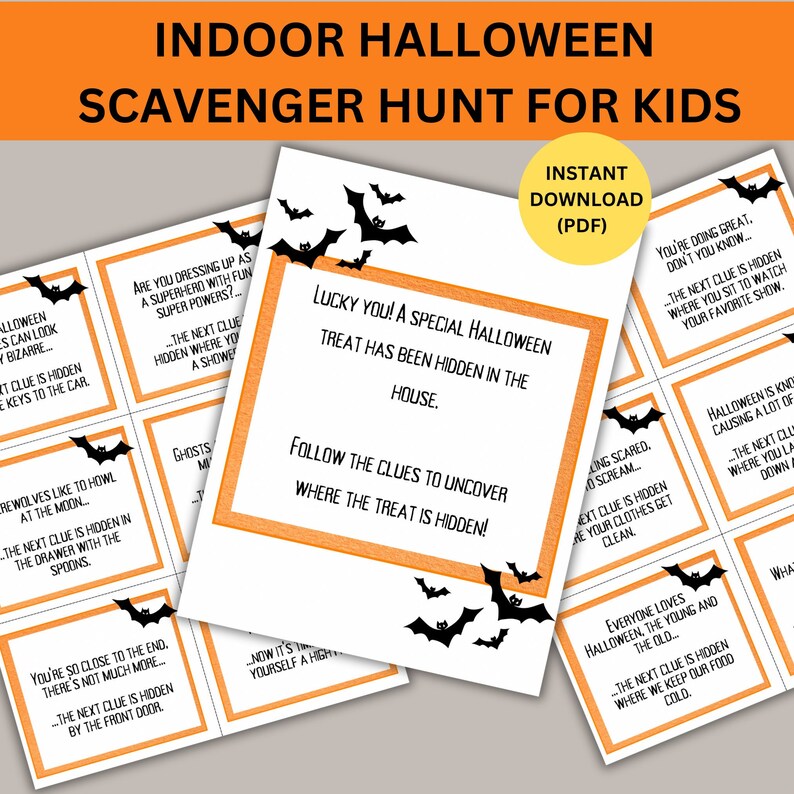 Halloween Scavenger Hunt for Kids, Indoor Treasure Hunt, Halloween ...