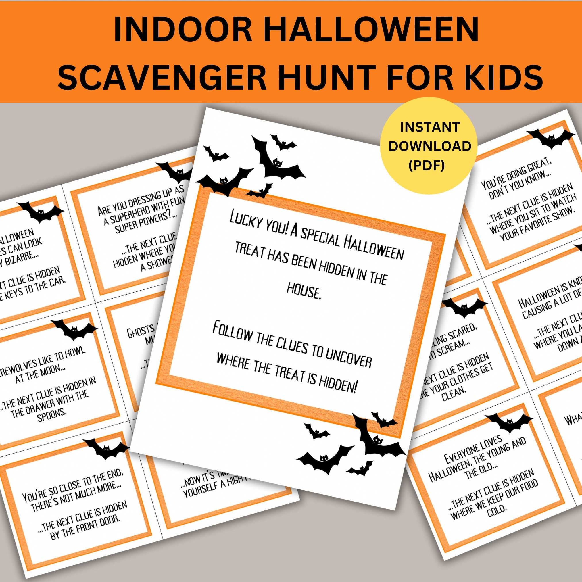Halloween Scavenger Hunt for Kids, Indoor Treasure Hunt, Halloween ...