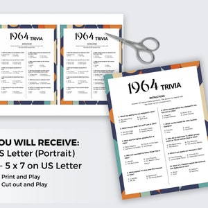 60th Birthday Trivia, 1964 Trivia Game, Born in 1964, 60th Birthday ...