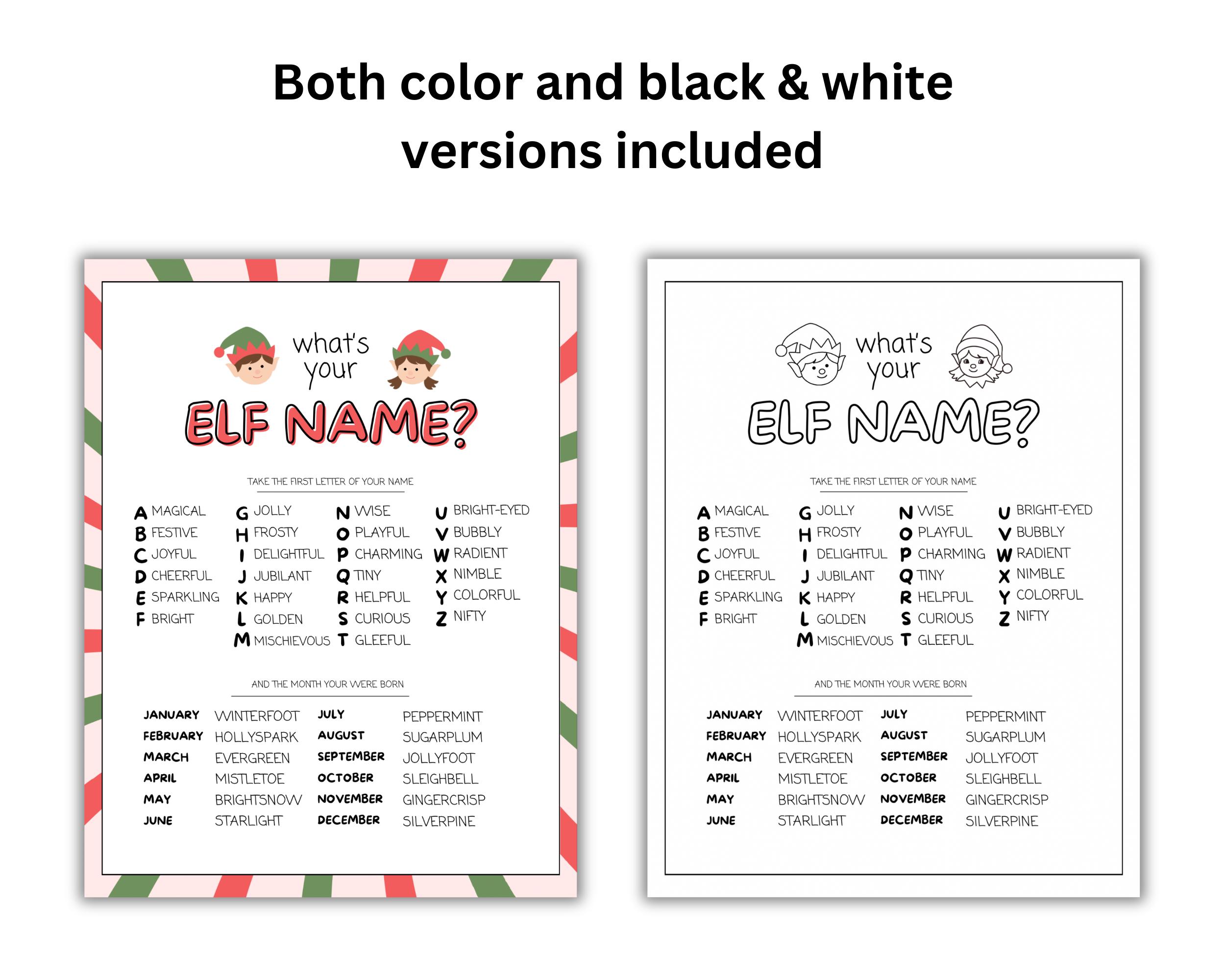 Elf Name Generator Game, Printable What's Your Elf Name Activity, Elf ...