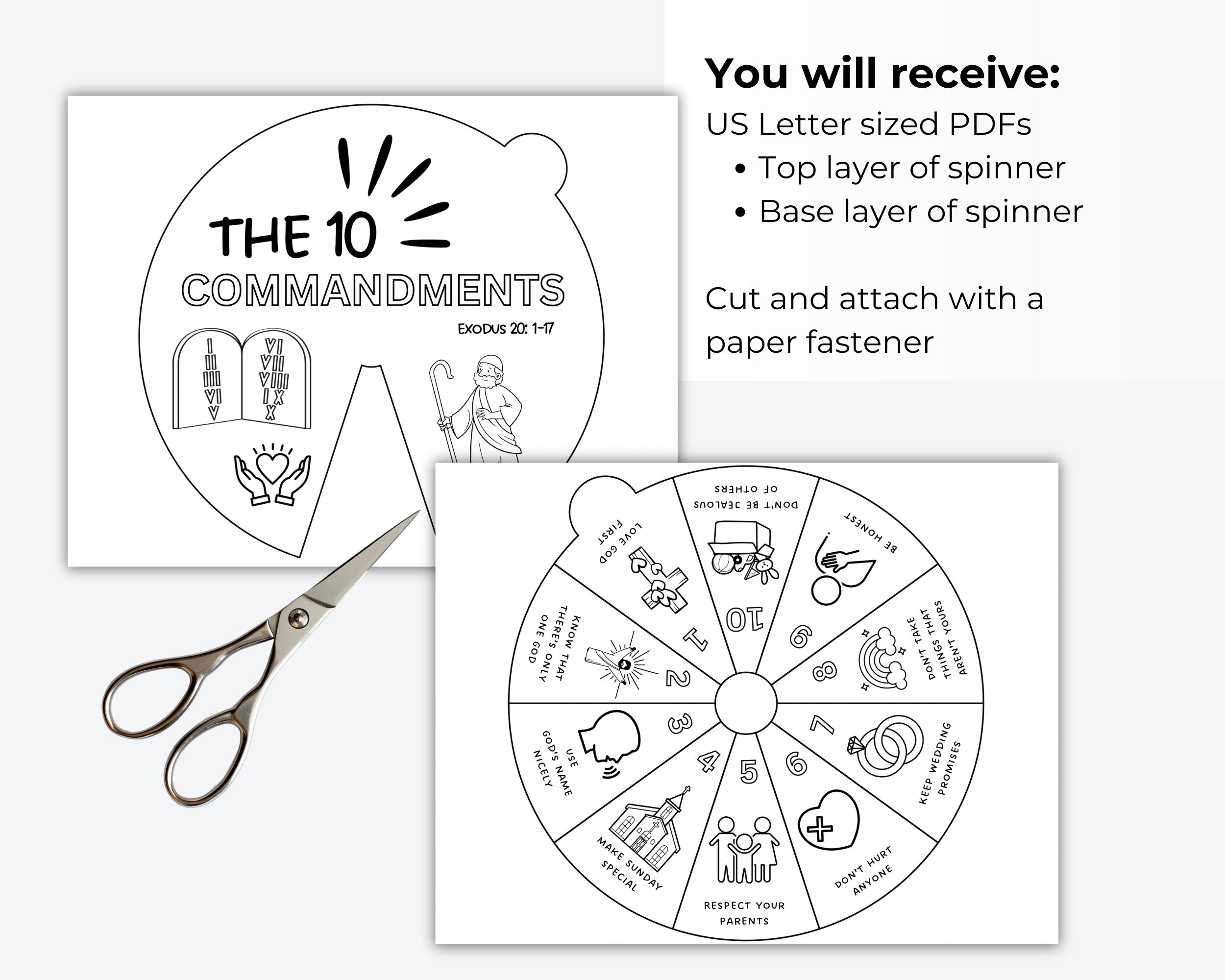 Ten Commandments Spinner Wheel Craft for Kids, Kids Bible Study ...