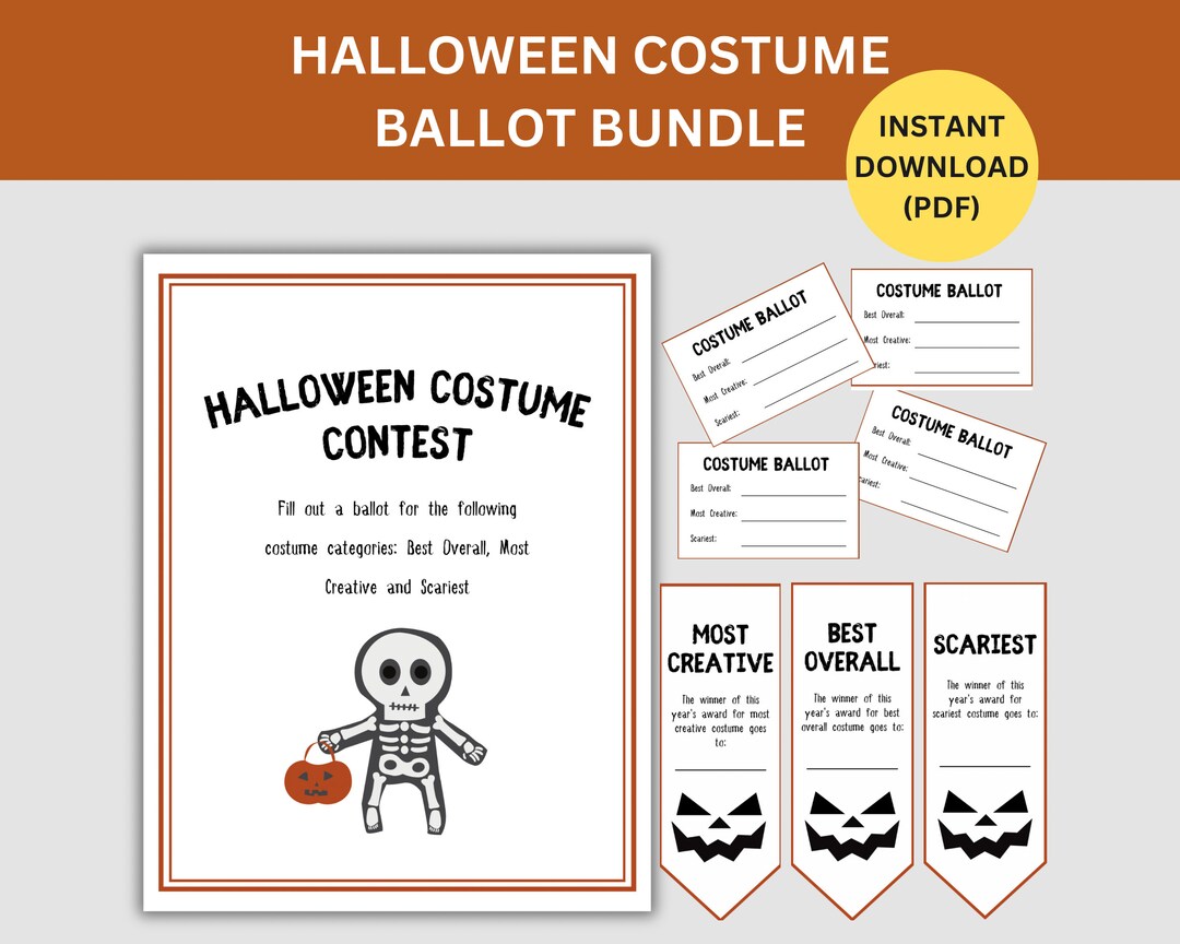 Halloween Costume Ballot Bundle, Halloween Party Contest, Halloween ...