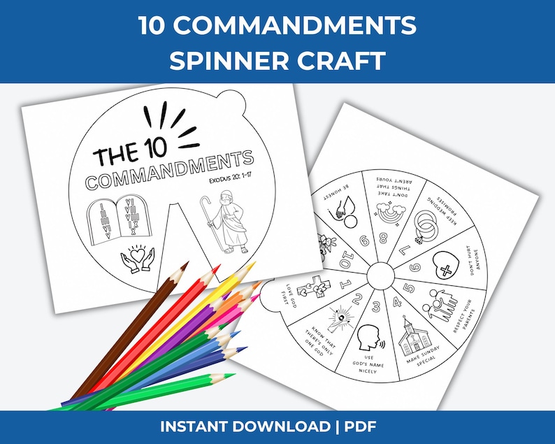 Ten Commandments Spinner Wheel Craft for Kids, Kids Bible Study ...