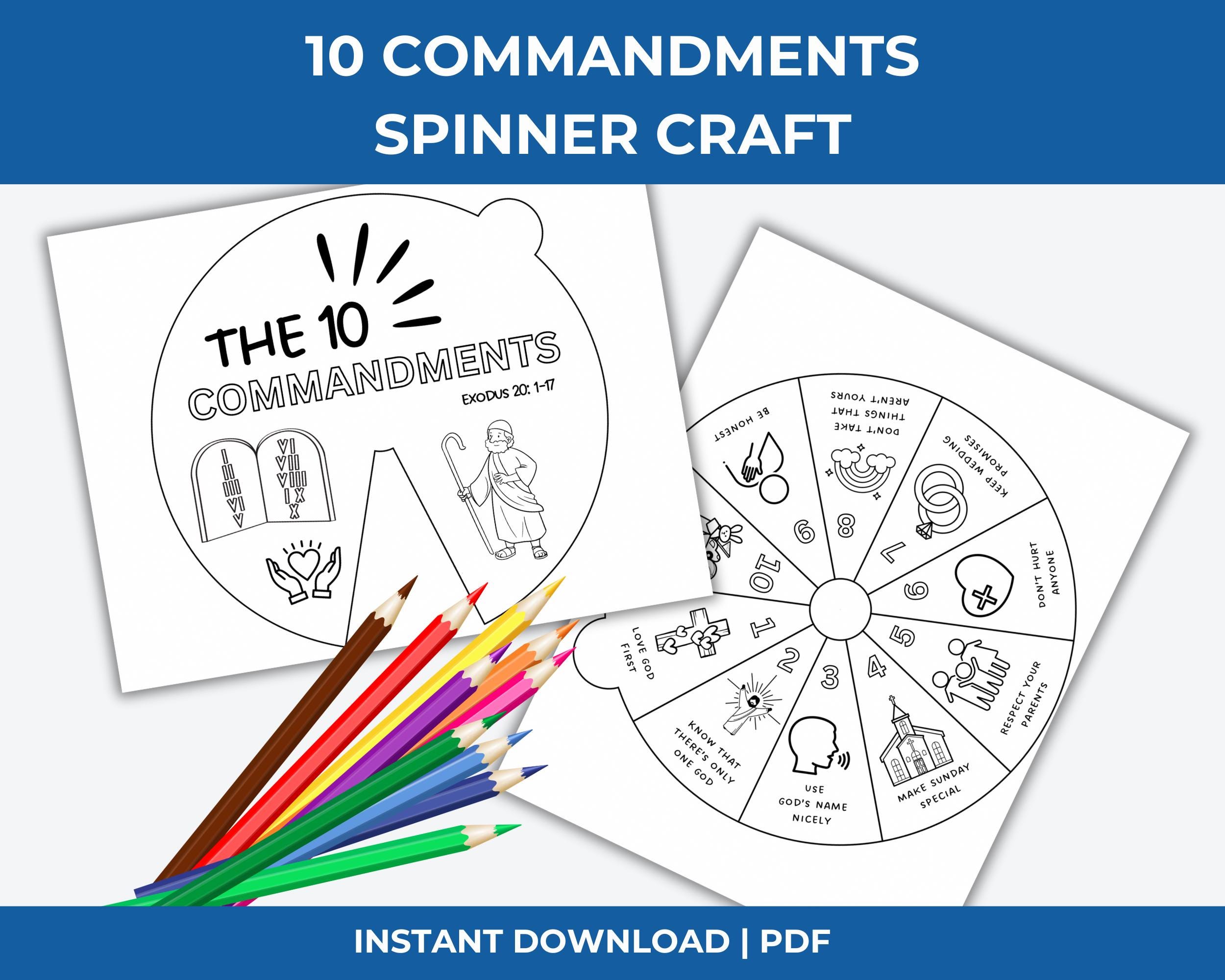Ten Commandments Spinner Wheel Craft for Kids, Kids Bible Study ...