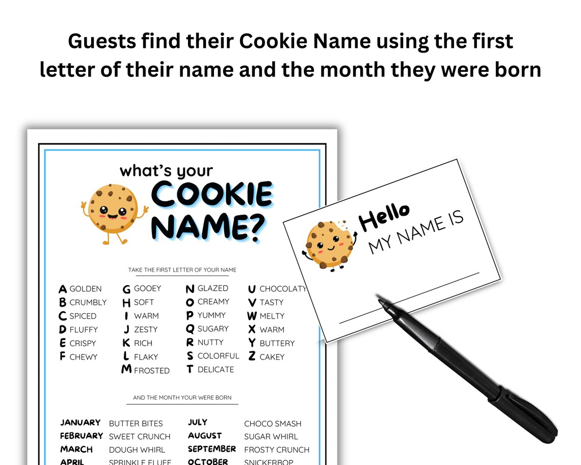 Cookie Name Generator Game: Printable Cookie Exchange Activity (digital ...