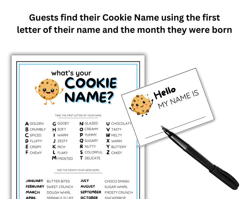 Cookie Name Generator Game: Printable Cookie Exchange Activity (digital ...