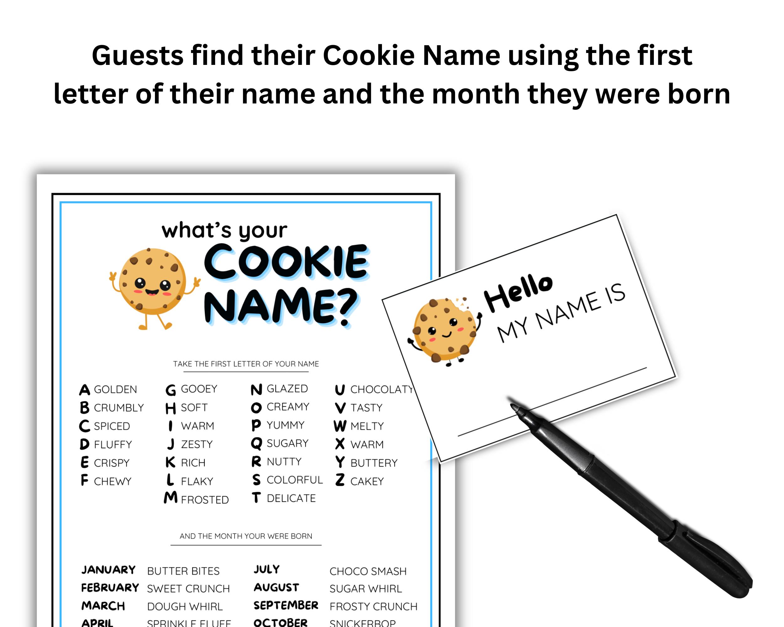 Cookie Name Generator Game: Printable Cookie Exchange Activity (digital ...
