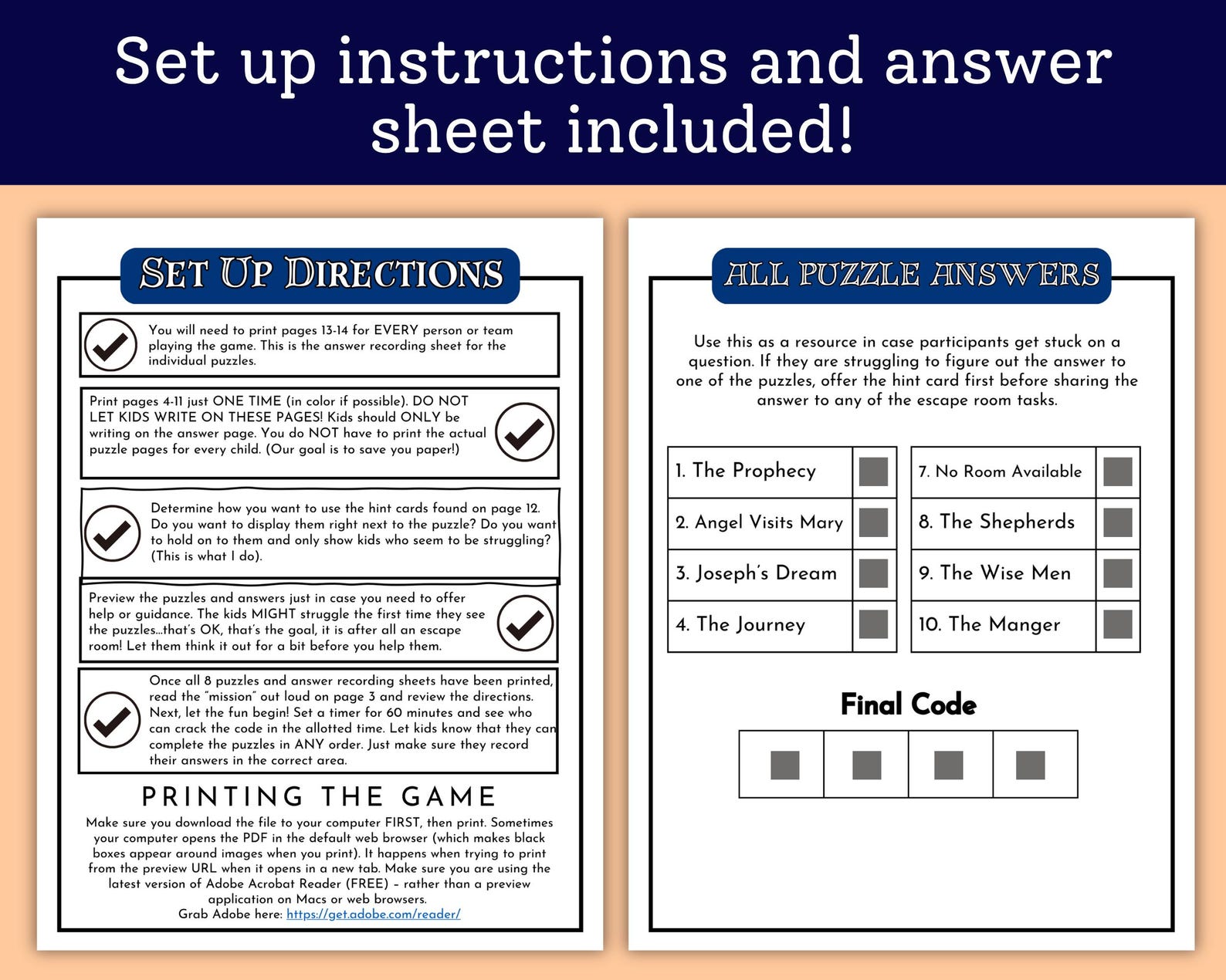 Nativity Escape Room for Kids and Teens, Printable Christmas Escape ...