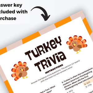Thanksgiving Turkey Trivia Game: Family & Classroom Fun (printable PDF ...