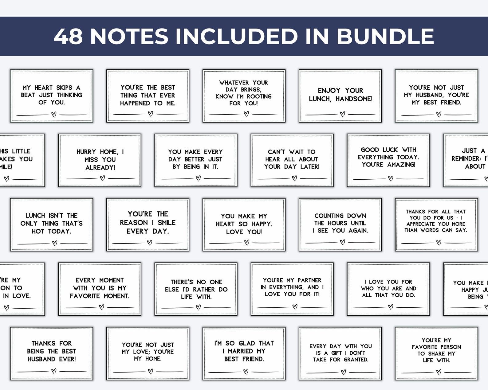 Lunchbox Notes for Husband, Printable Mini Love Notes for Him, Adult ...