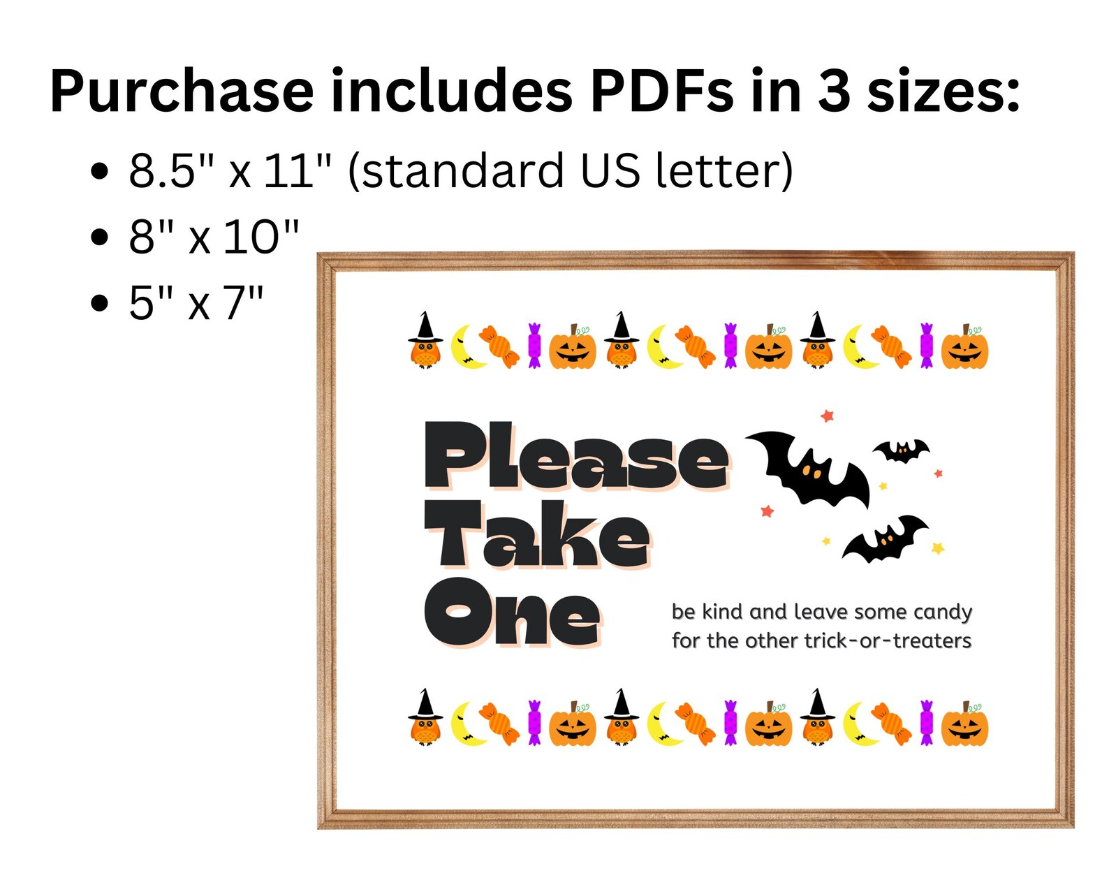 Halloween Candy Sign: Please Take One - Printable Party Decor (PDF) - Etsy