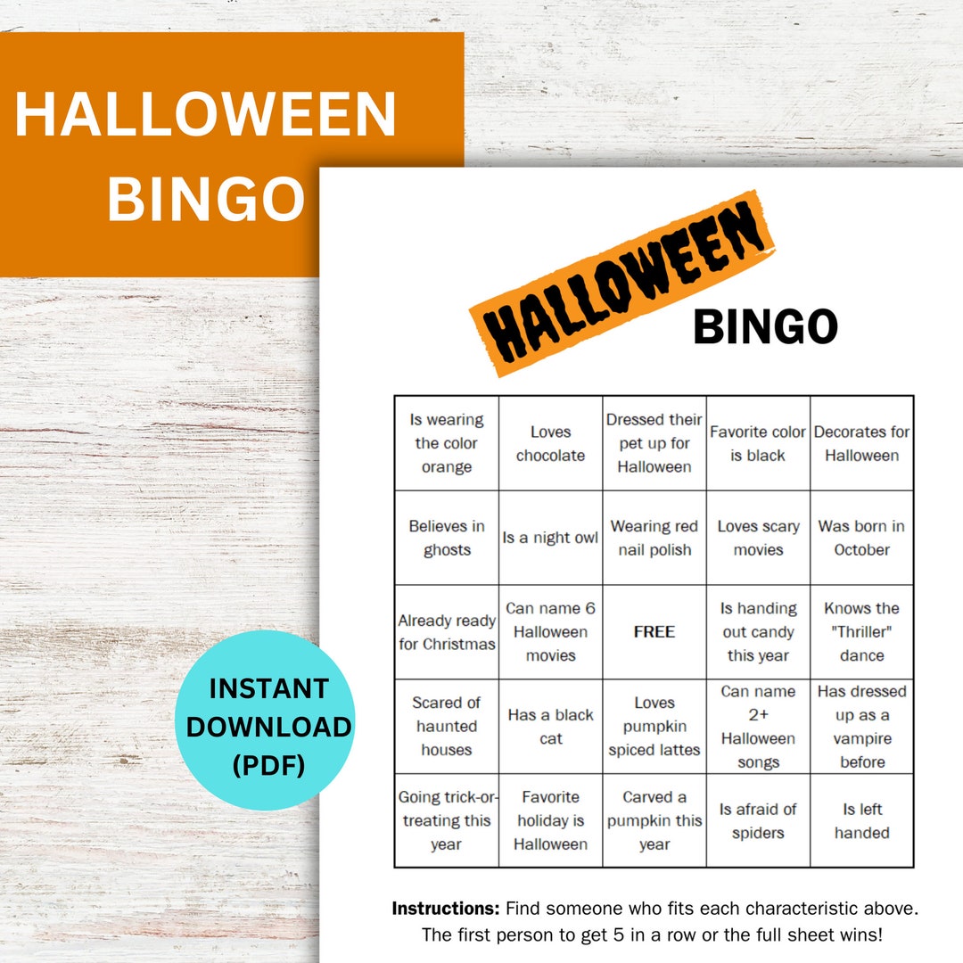 Halloween Break the Ice Bingo, Icebreaker Bingo Game for Halloween ...