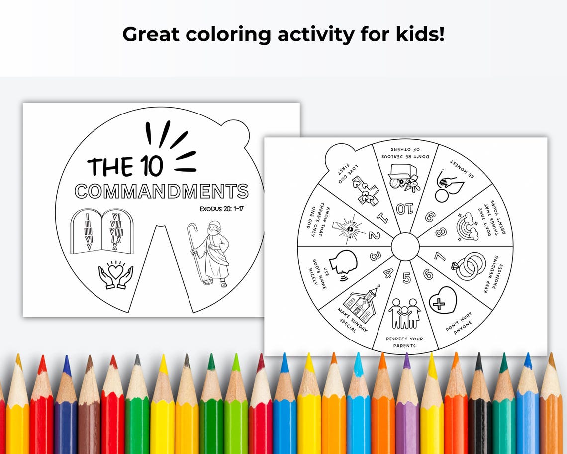 Ten Commandments Spinner Wheel Craft for Kids, Kids Bible Study ...