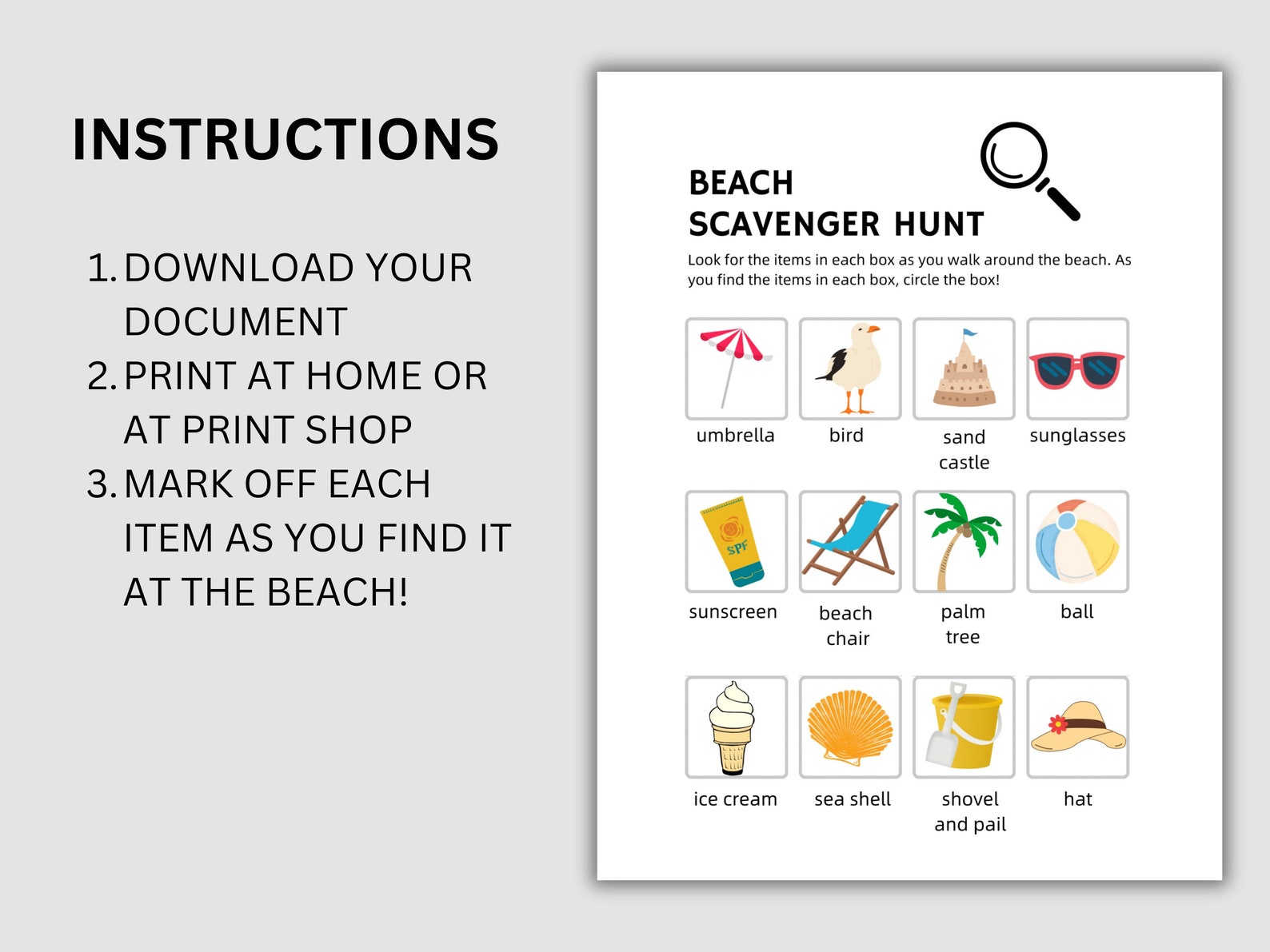 Beach Scavenger Hunt, Printable Beach Activity for Kids, Vacation ...
