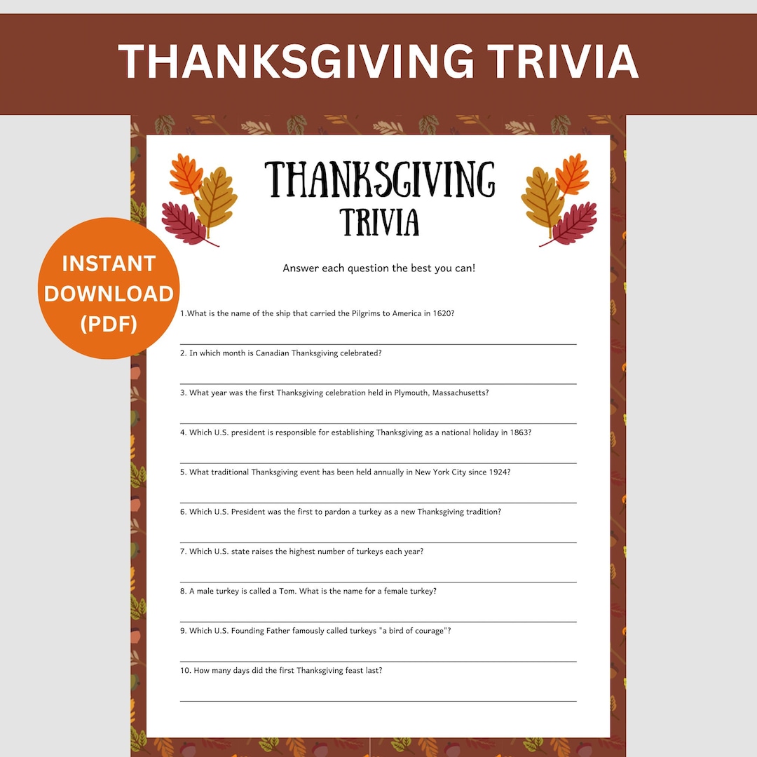 Thanksgiving Trivia Game, Thanksgiving Games, Thanksgiving Activities ...