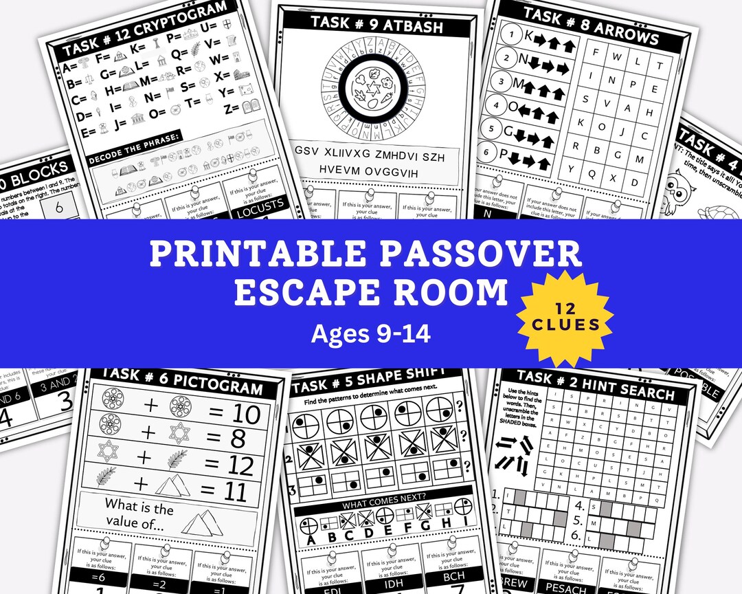 Passover Escape Room for Kids and Teens, Printable Pesach Escape Room ...