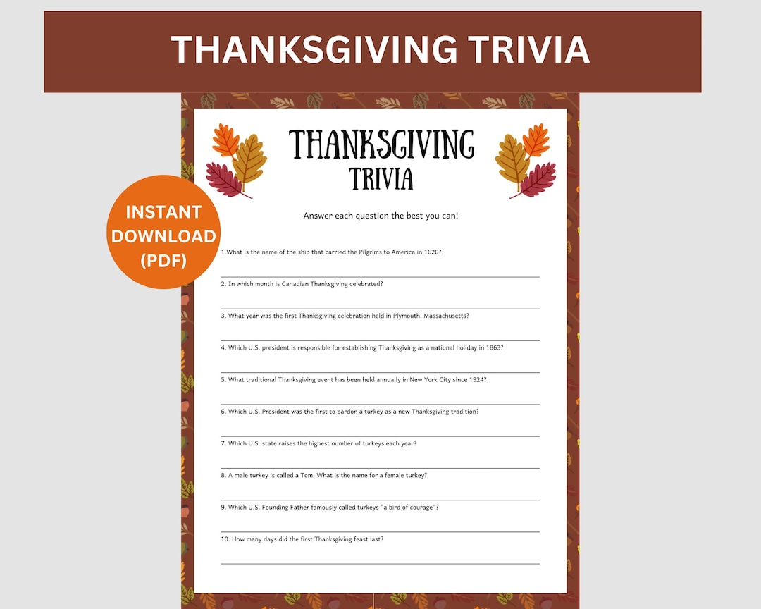 Thanksgiving Trivia Game, Thanksgiving Games, Thanksgiving Activities ...