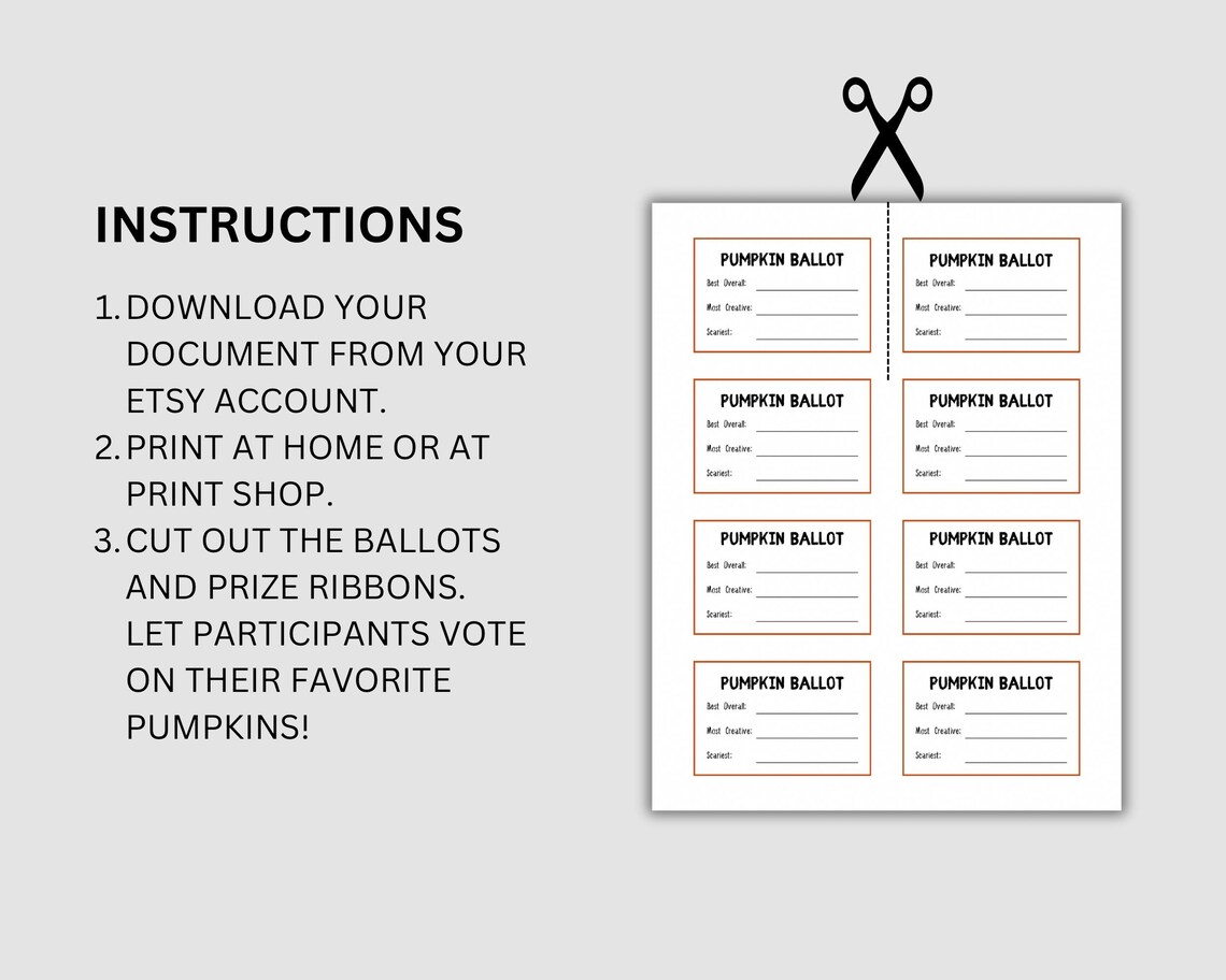 Halloween Ballot for Pumpkin Carving Contest, Halloween Party Contest ...