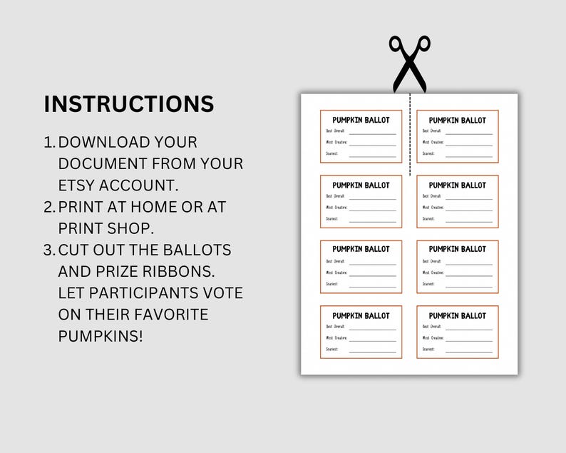 Halloween Ballot for Pumpkin Carving Contest, Halloween Party Contest ...