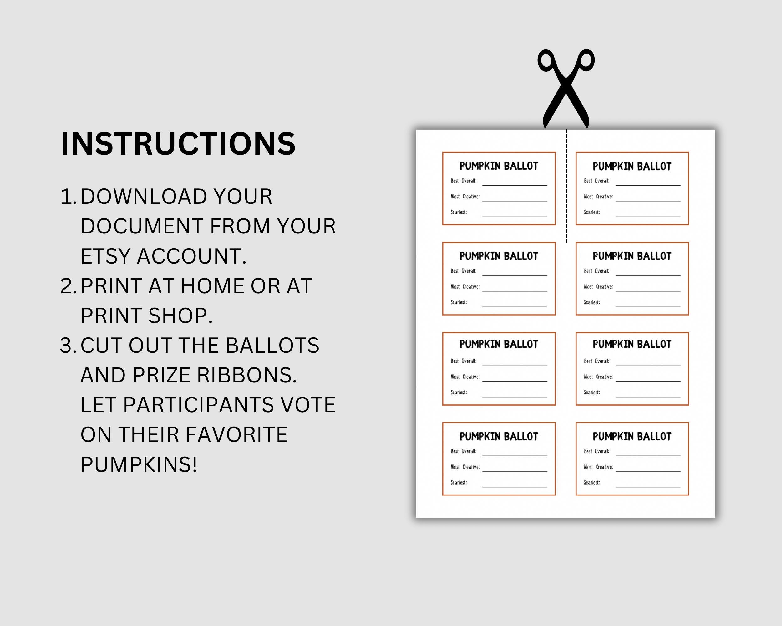 Halloween Ballot for Pumpkin Carving Contest, Halloween Party Contest ...