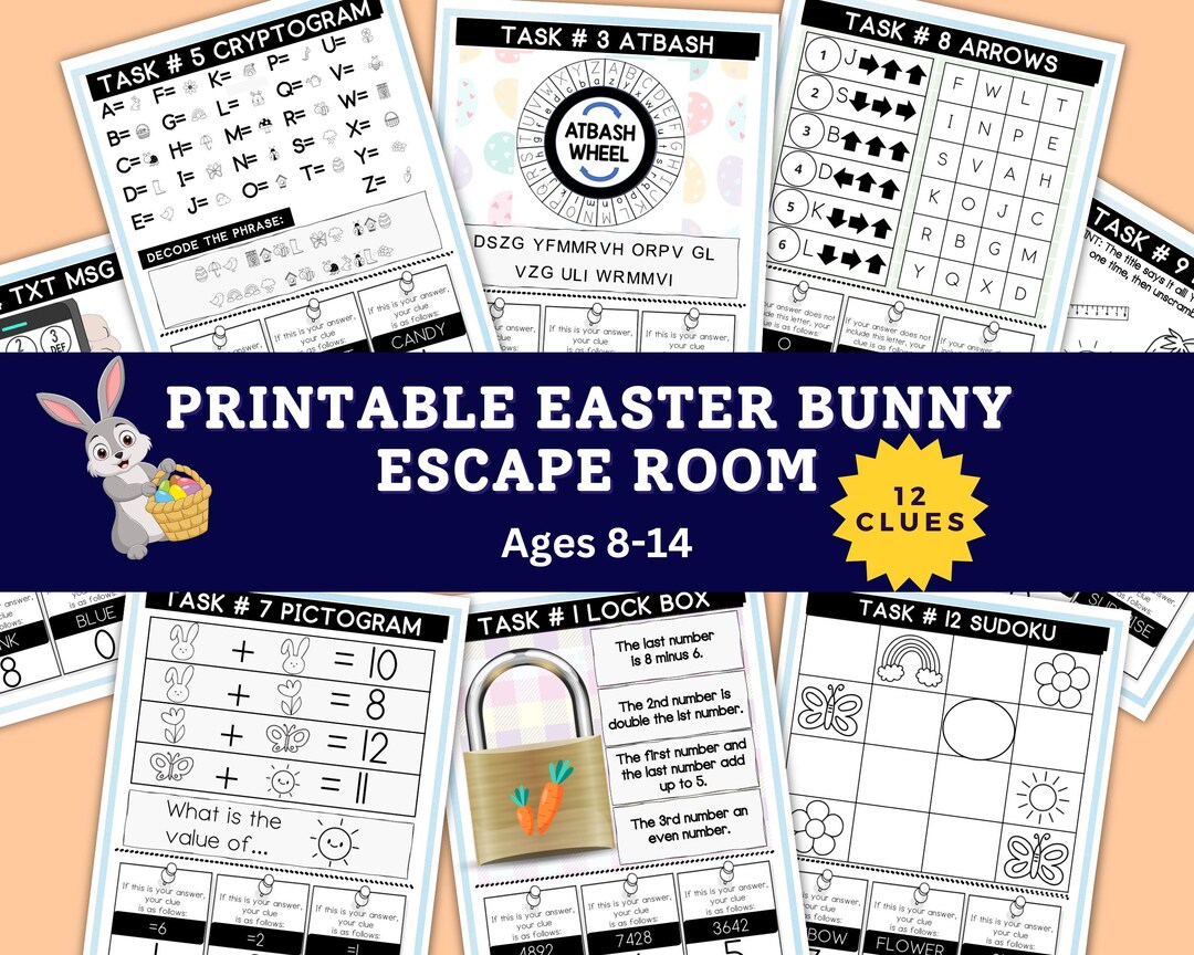 Easter Bunny Escape Room for Kids and Teens, Printable Escape Room for ...