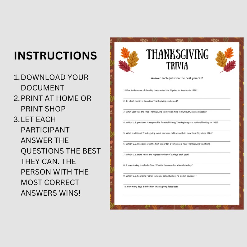 Thanksgiving Trivia Game, Thanksgiving Games, Thanksgiving Activities ...