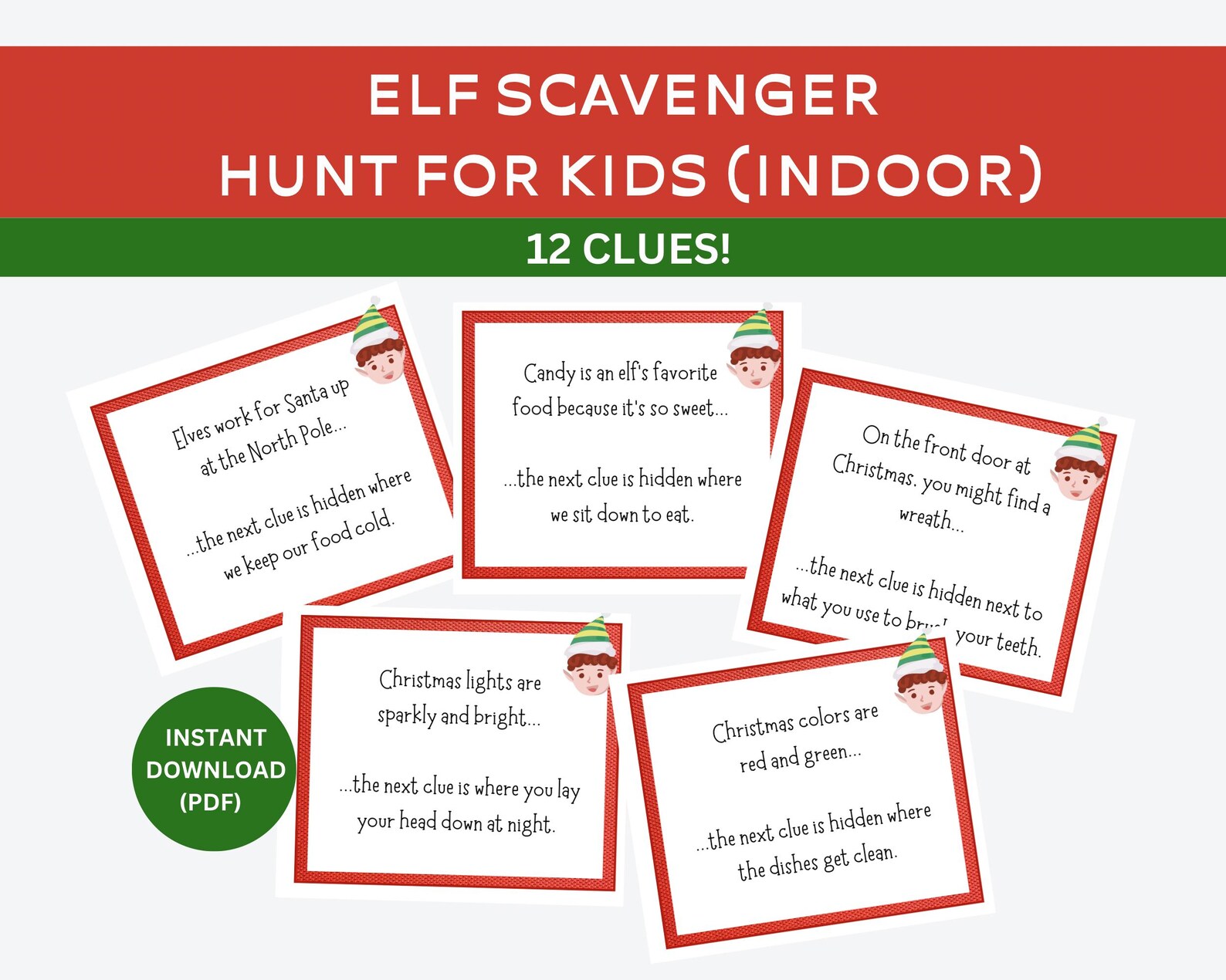 Elf Scavenger Hunt for Kids Printable, Christmas Scavenger Hunt ...
