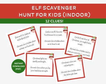 Elf Scavenger Hunt, Printable Indoor Christmas Scavenger Hunt Game, Elf ...