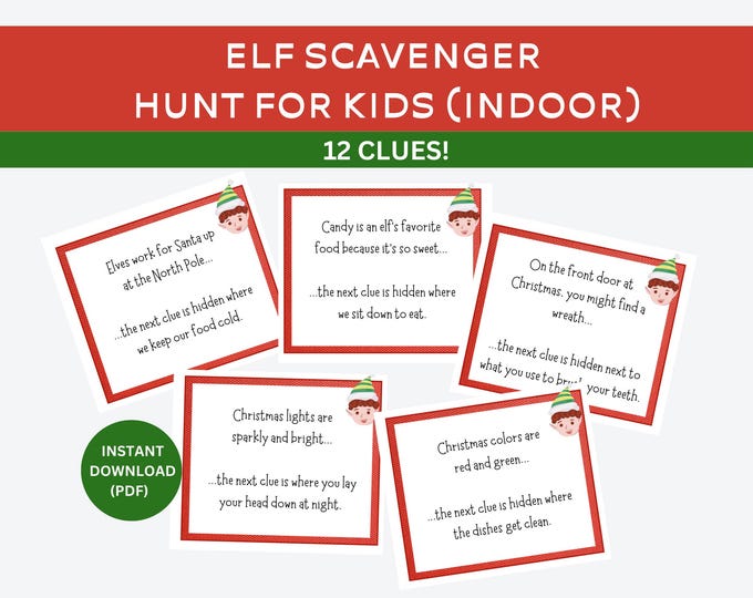 Elf Scavenger Hunt | Elf Props | Printable Elf Game | Christmas Elves ...