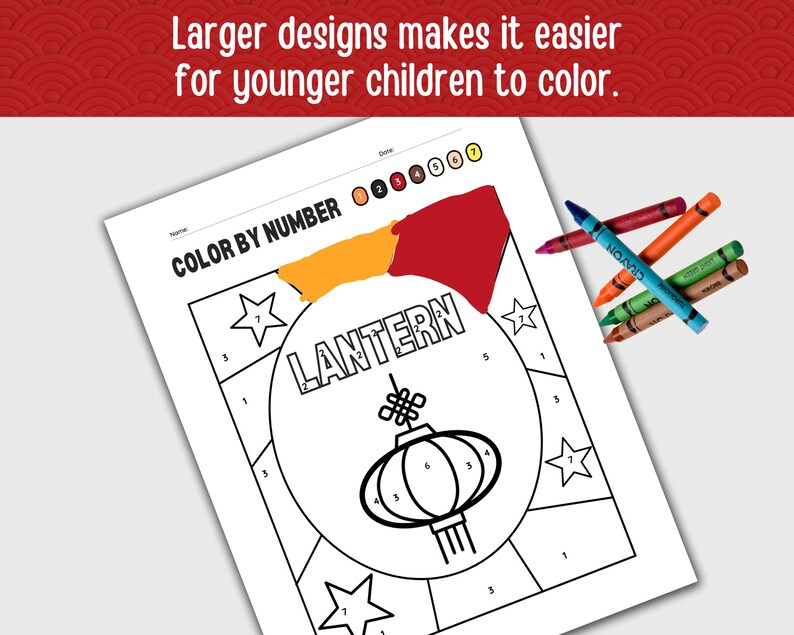 Lunar New Year Color by Number for Kids, Easy Chinese New Year Coloring ...