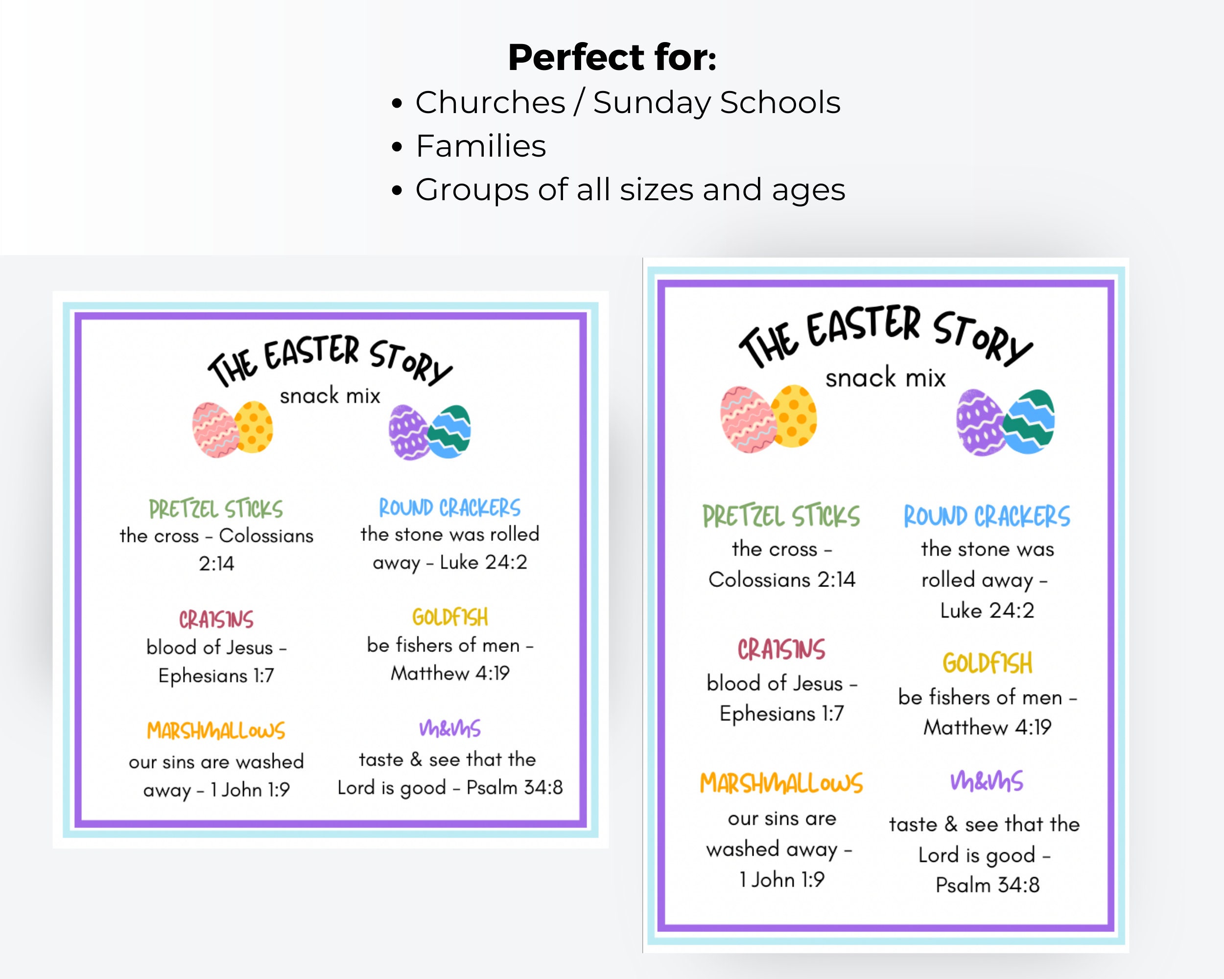 Easter Story Snack Mix Cards, Printable Easter Snack Bags, Easter ...