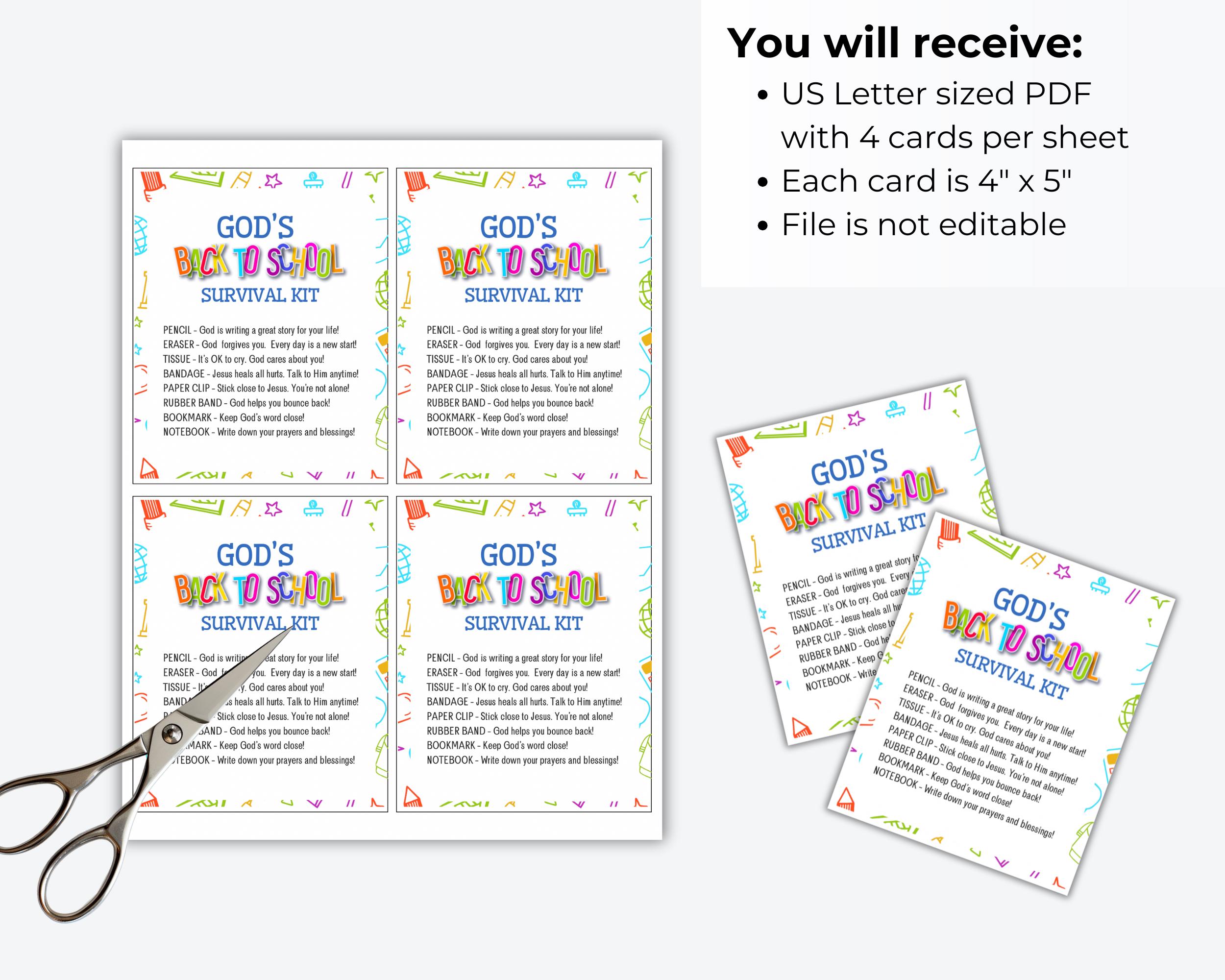 God's Back to School Survival Kit – Printable Gift Tags for Students ...