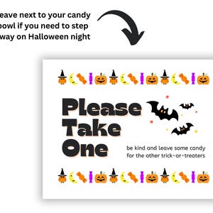 Halloween Candy Sign: Please Take One - Printable Party Decor (PDF) - Etsy