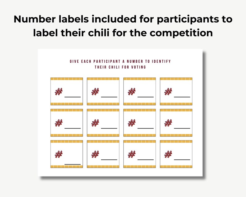 Chili Cook-off Ballot Bundle: Voting Cards, Signage, Certificates ...