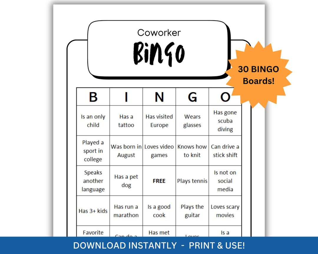 Coworker Bingo: Team Building Icebreaker Game (PDF Download) - Etsy
