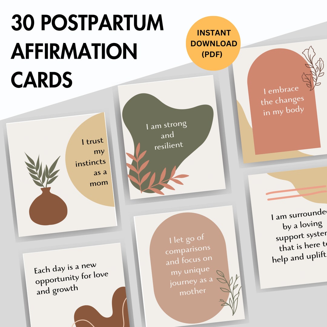 Postpartum Affirmation Cards for New Moms Boho, Printable Affirmations ...