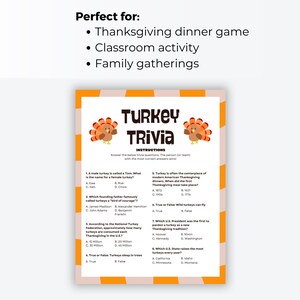 Thanksgiving Turkey Trivia Game: Family & Classroom Fun (printable PDF ...