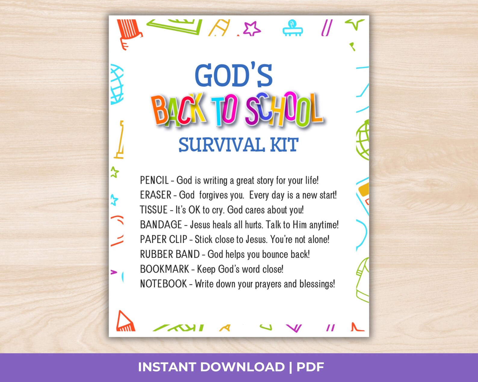 God's Back to School Survival Kit – Printable Gift Tags for Students ...
