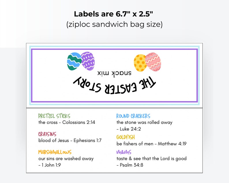 Easter Story Snack Mix Printable Labels, Easter Story DIY Gift Idea ...