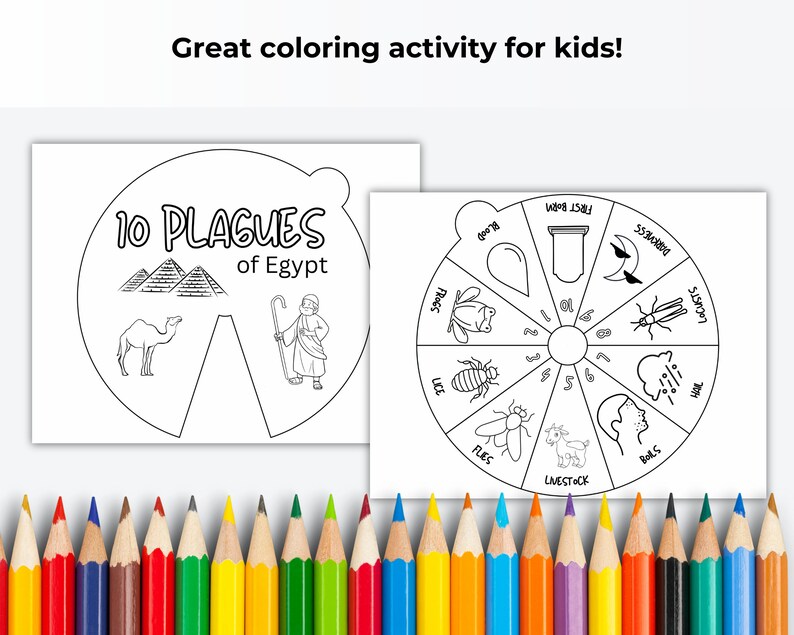 Passover Ten Plagues Craft, 10 Plagues Story Wheel, Passover Coloring ...