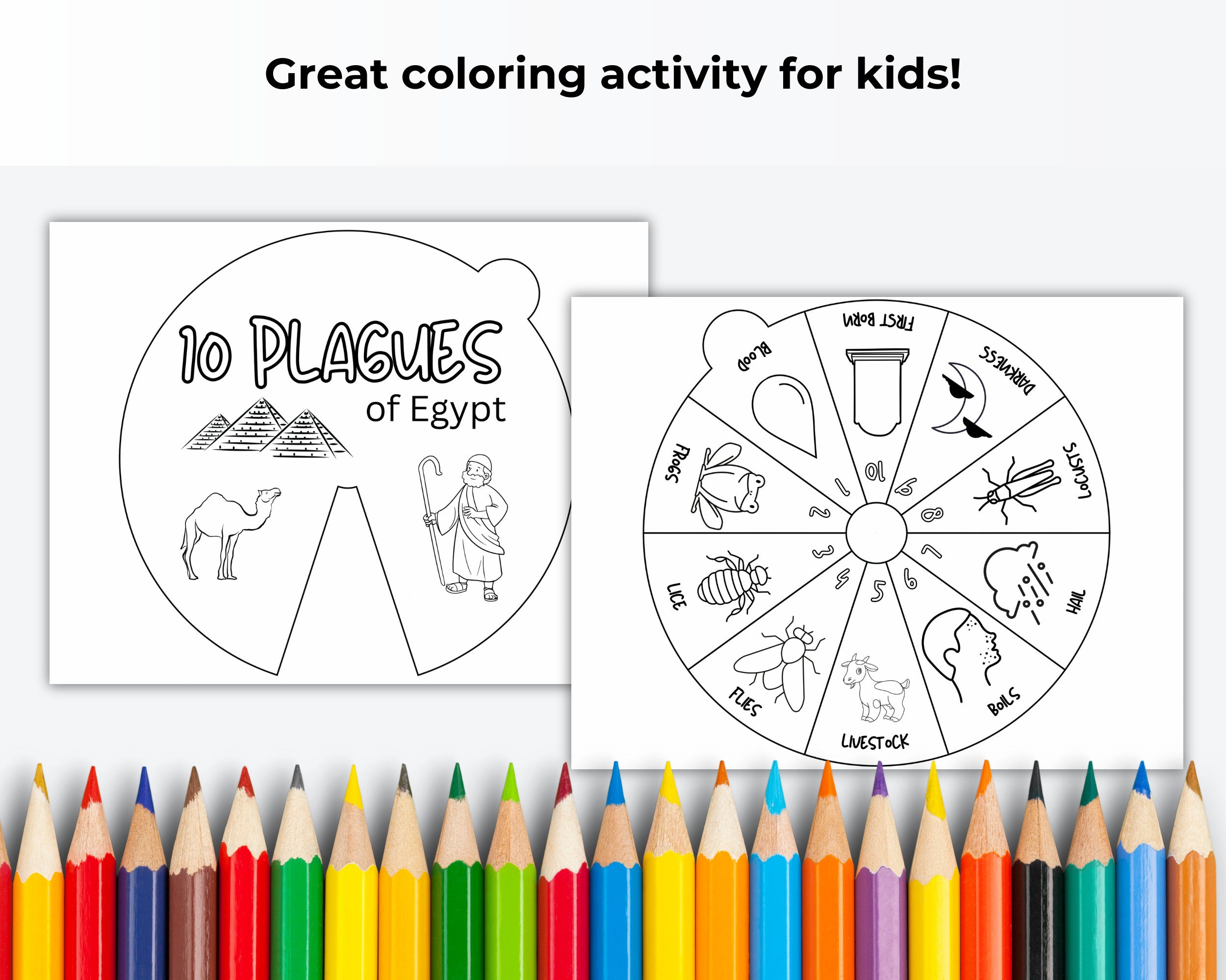 Passover Ten Plagues Craft, 10 Plagues Story Wheel, Passover Coloring ...
